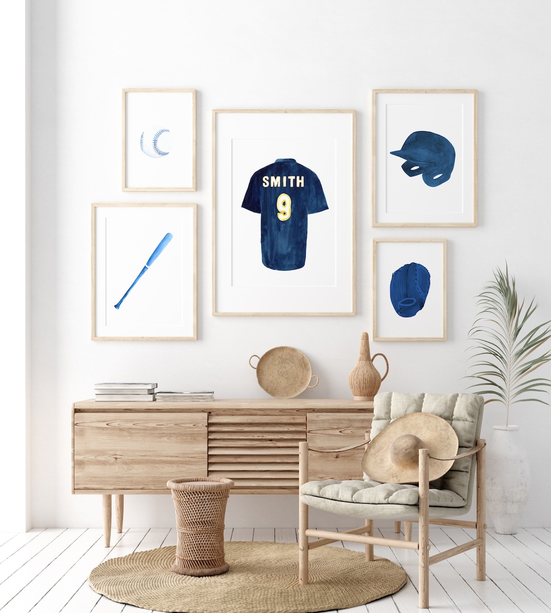 Custom Baseball Art Print Set Baseball Nursery Art Sport Art - Etsy