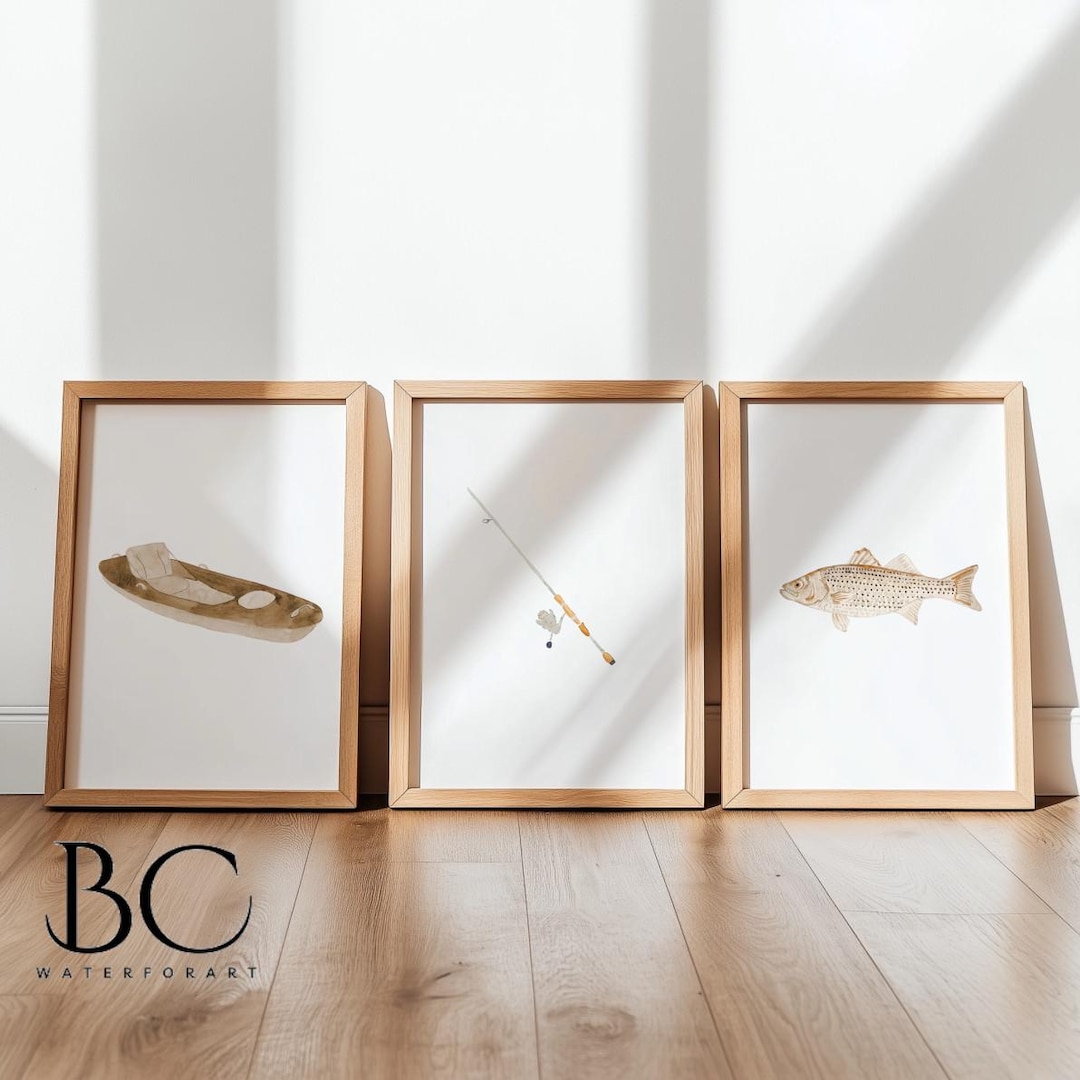 Watercolor Fishing Art Print Set of 3, Fishing Wall Art, Fisherman Gift ...