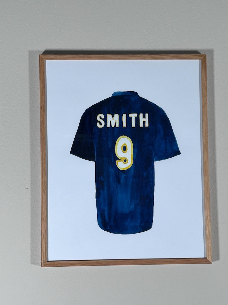 Watercolor Blue Baseball Jersey Print, Sport Art Prints, Personalized ...