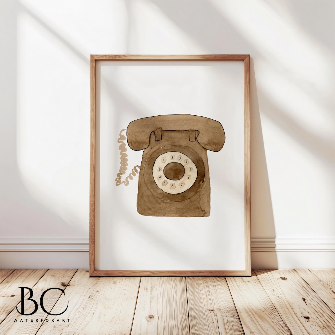 Watercolor Rotary Phone Print: Vintage Telephone Wall Art - Etsy