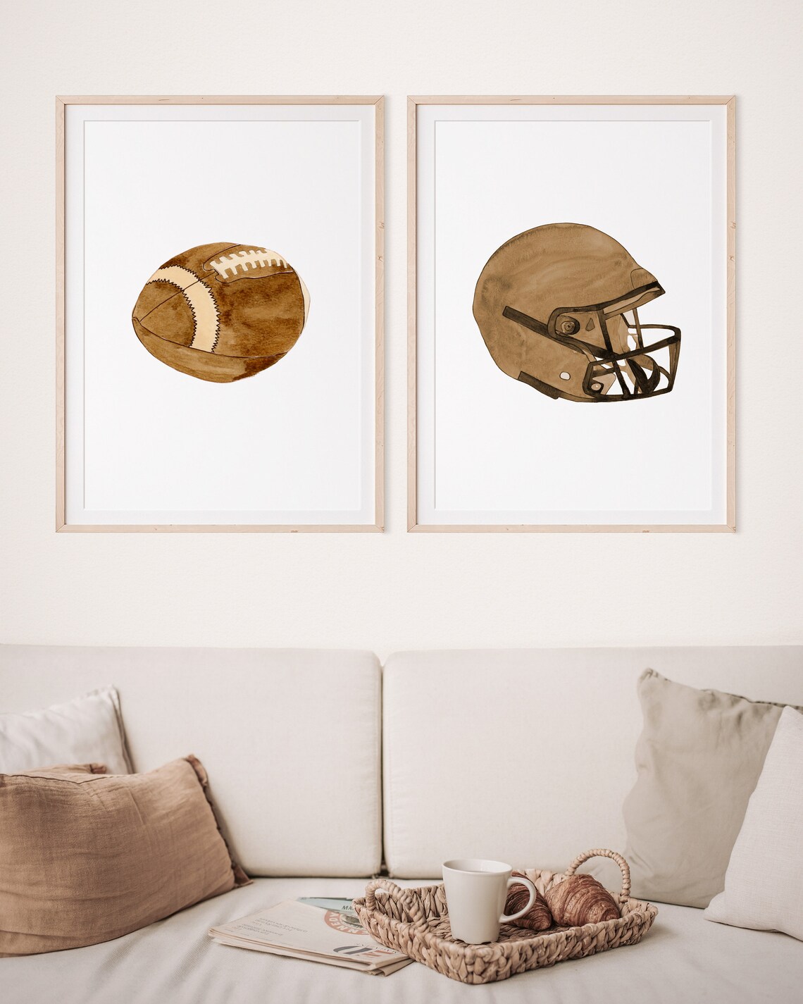 Watercolor Football Print Set Football Posters Sport Art - Etsy