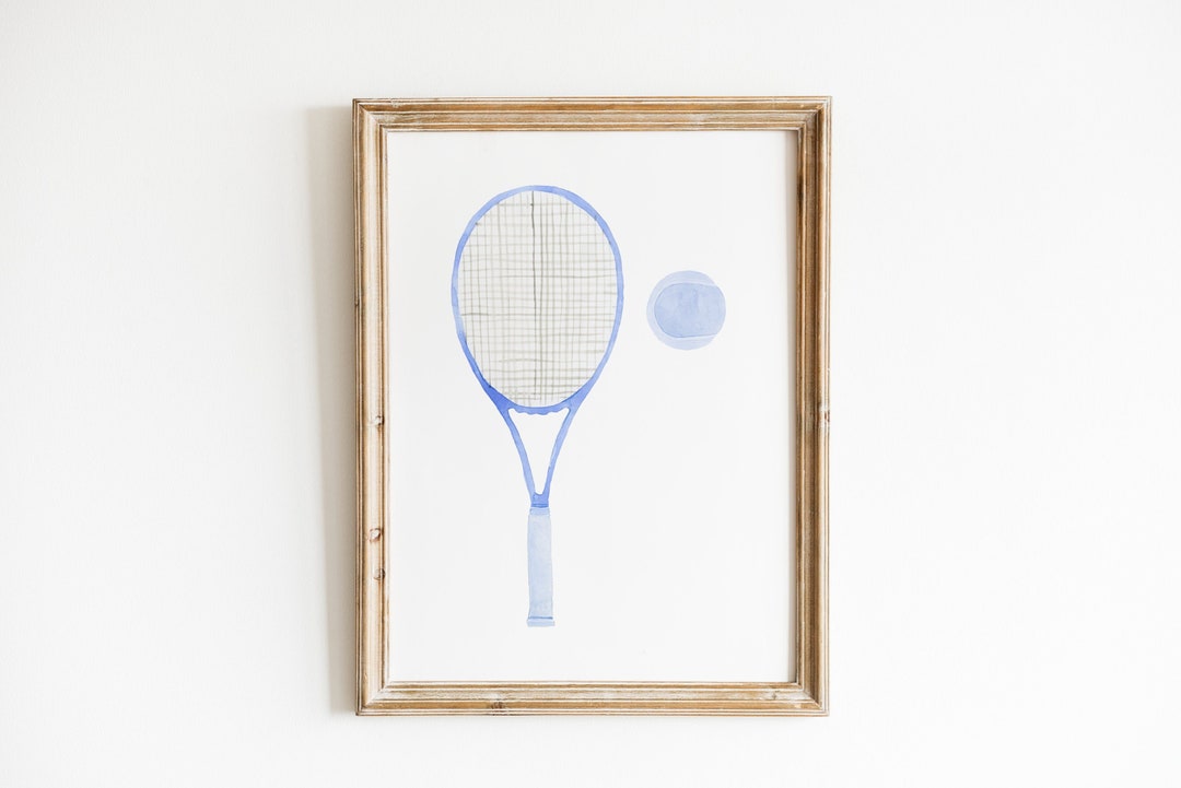 Watercolor Tennis Print Set, Tennis Posters, Tennis Ball and Racket Art ...