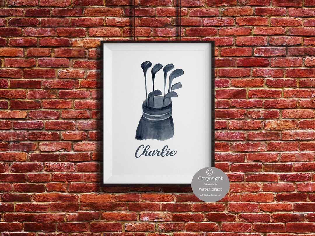 Personalized Golf Print, Watercolor Golf Club Wall Art, Golf Club Print ...