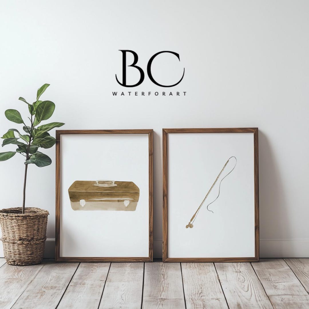 Watercolor Fishing Tackle Box Wall Art, Fishing Art Print Set of 2 ...