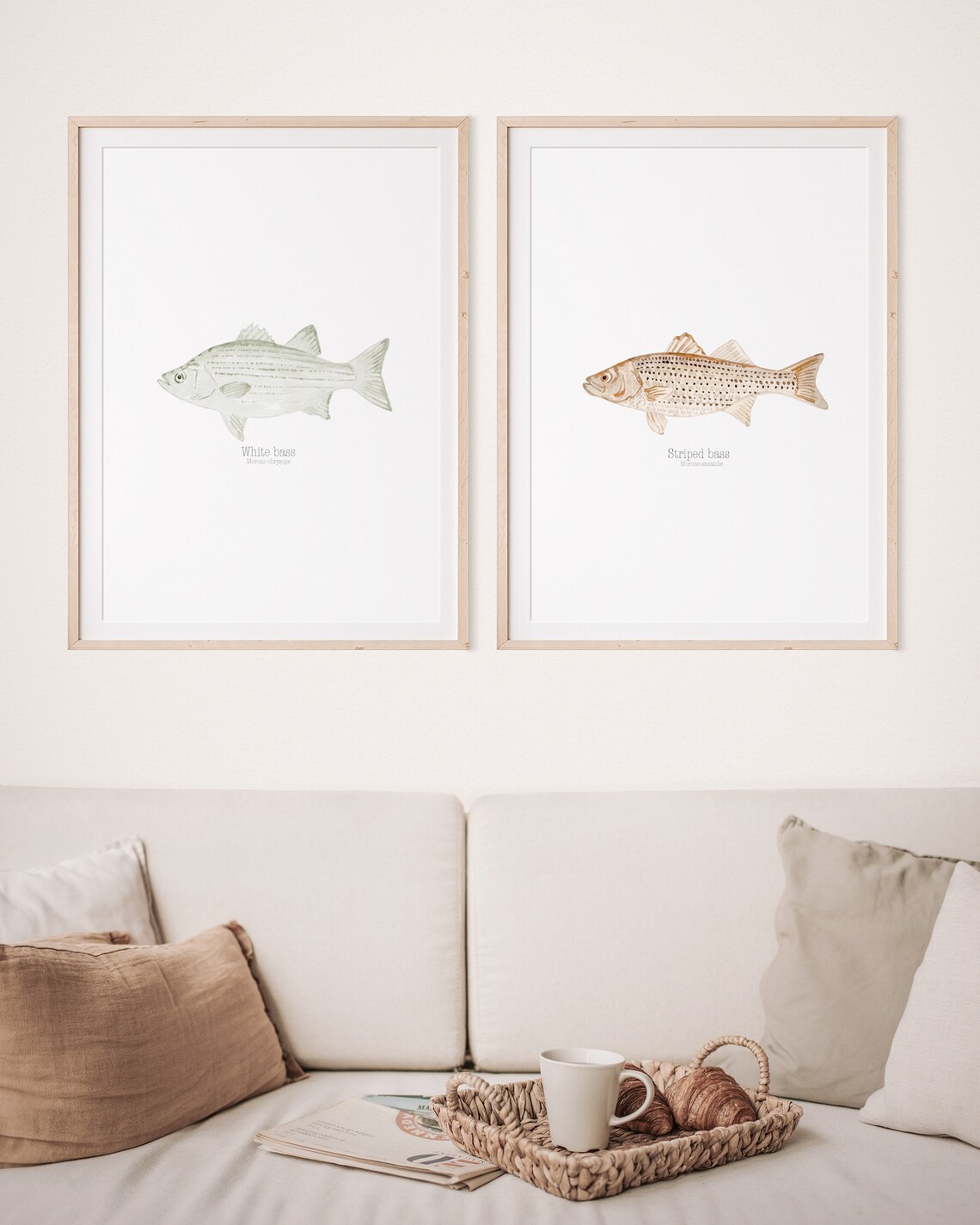 Watercolor Bass Print Bass Fish Art Set of 2 Fish Wall - Etsy
