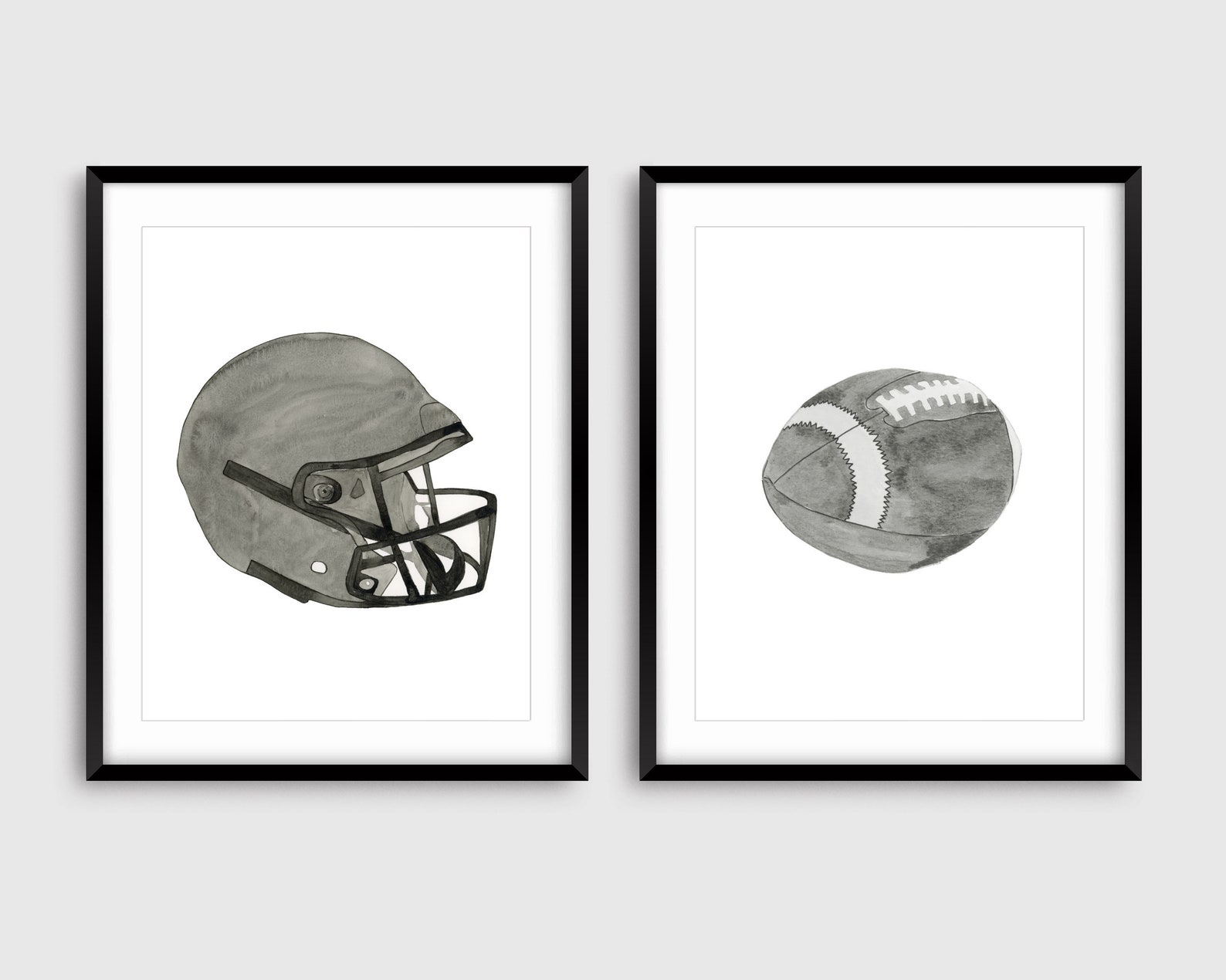 Watercolor Football Print Set Football Posters Sport Art - Etsy