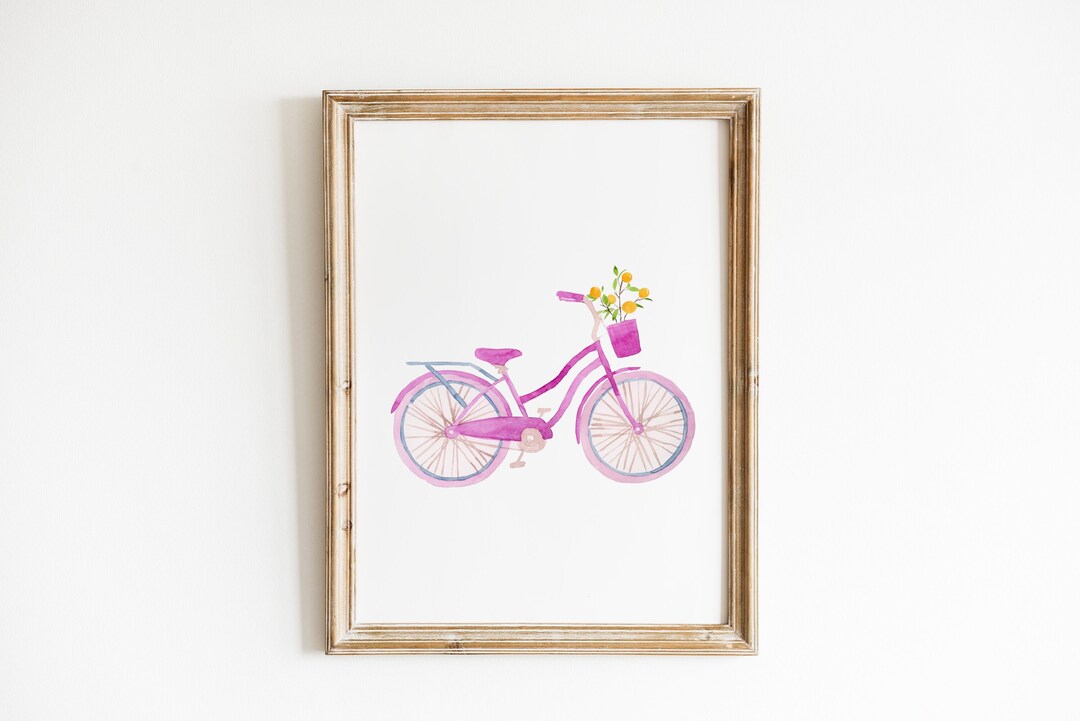 Watercolor Bike Print Pink Bike Print Bicycle Wall Art - Etsy