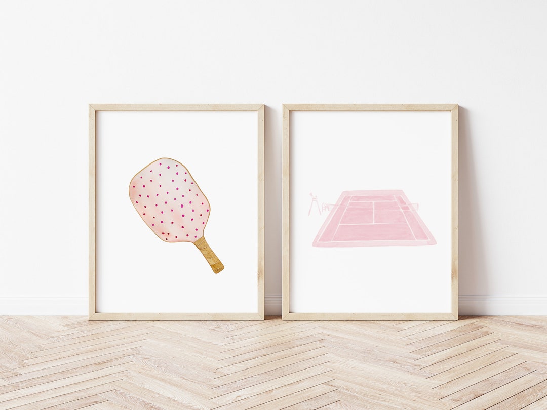 Watercolor Pink Pickleball Art Print Set Pickleball Gallery - Etsy