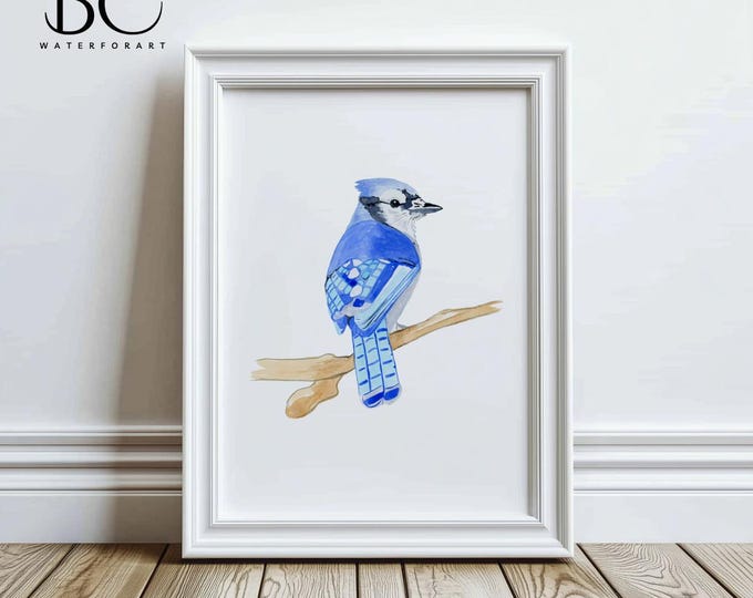 Blue Jay Wall Decor for Livingroom Blue Jay Watercolor Print for ...