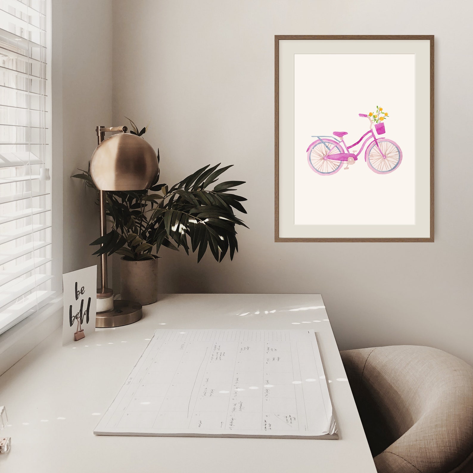 Watercolor Bike Print Pink Bike Print Bicycle Wall Art - Etsy