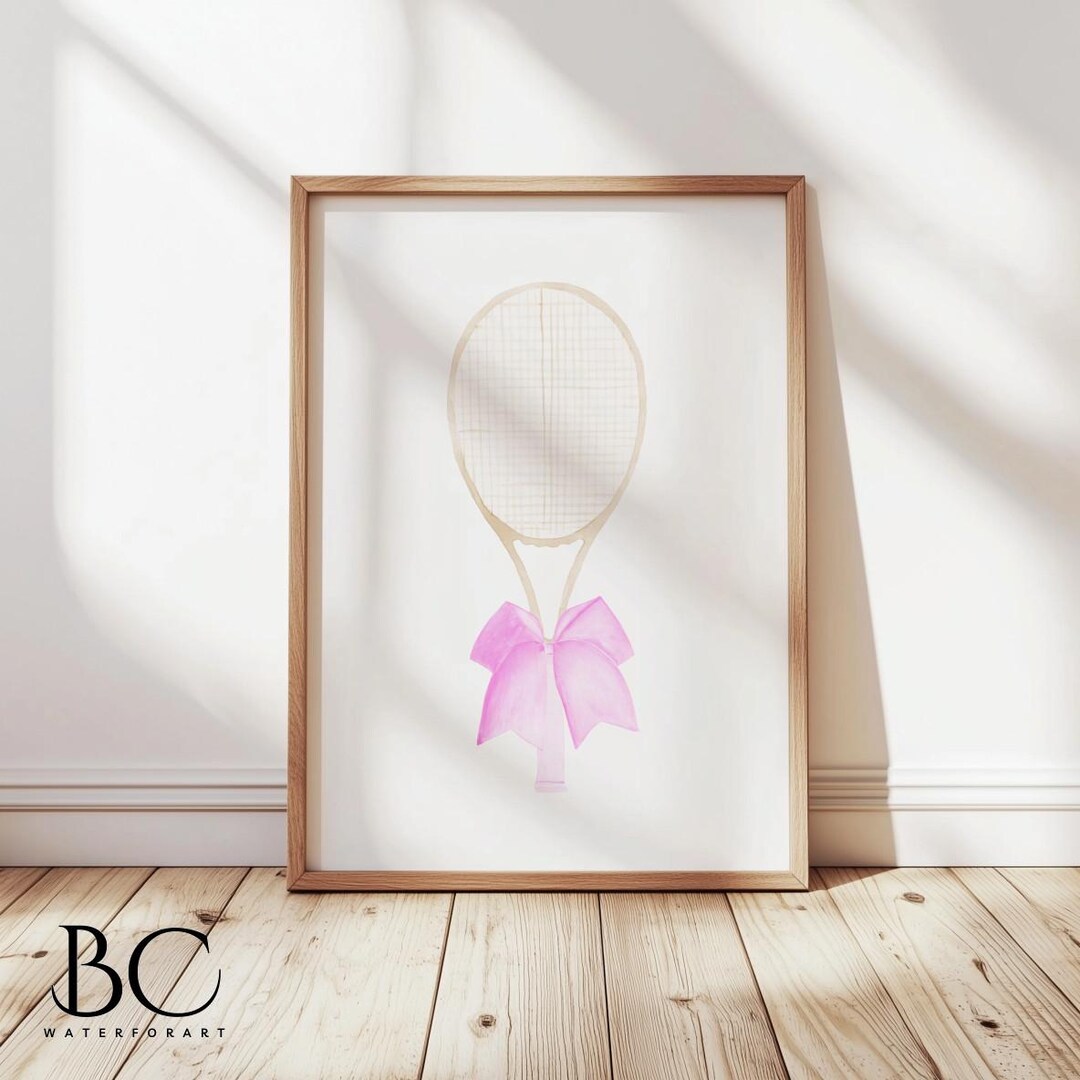 Watercolor Pink Tennis Racket Art Print, Tennis Poster, Pink Racket ...