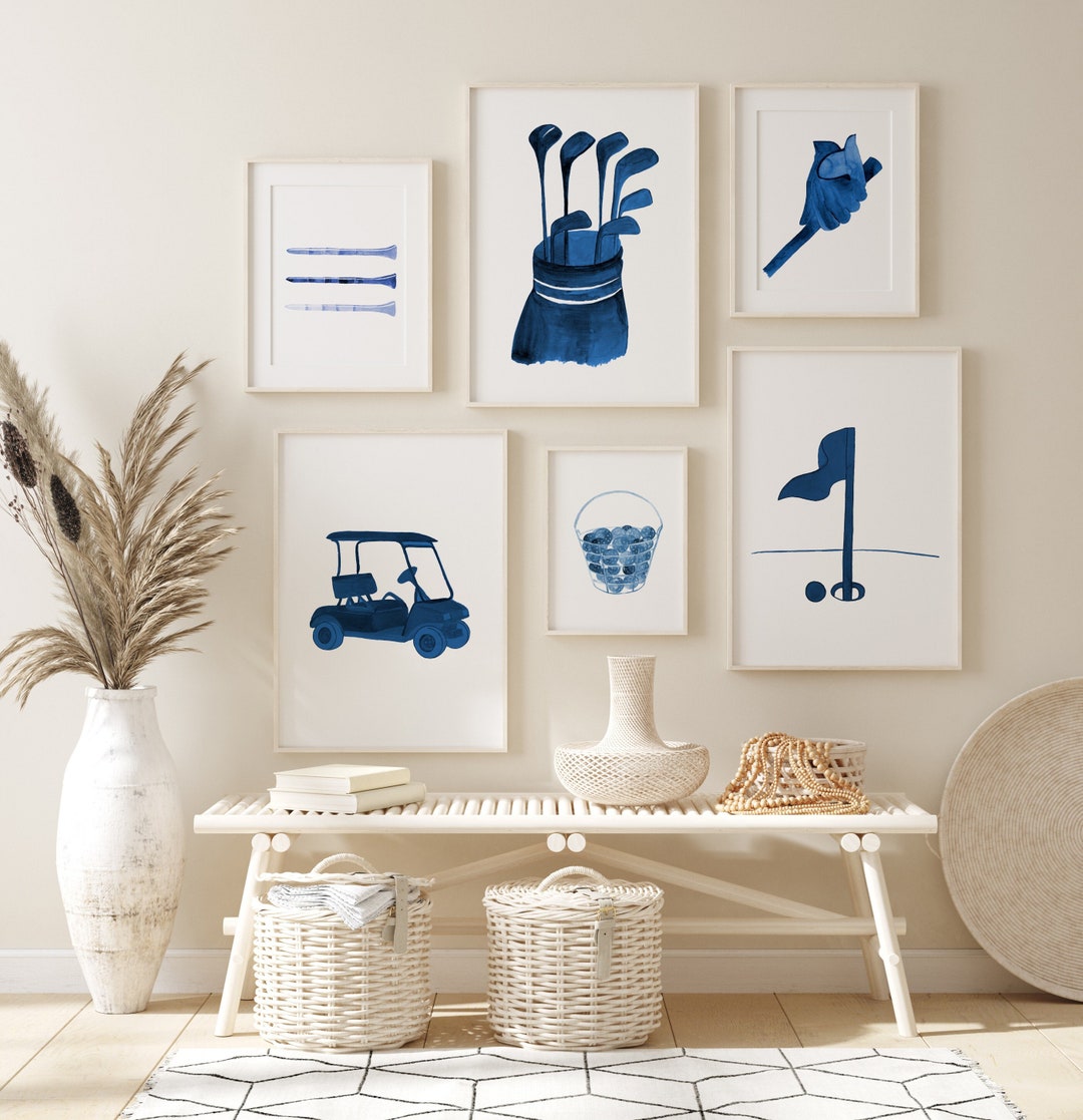 Watercolor Golf Player Art Decor for Living Room Bedroom Nursery or ...