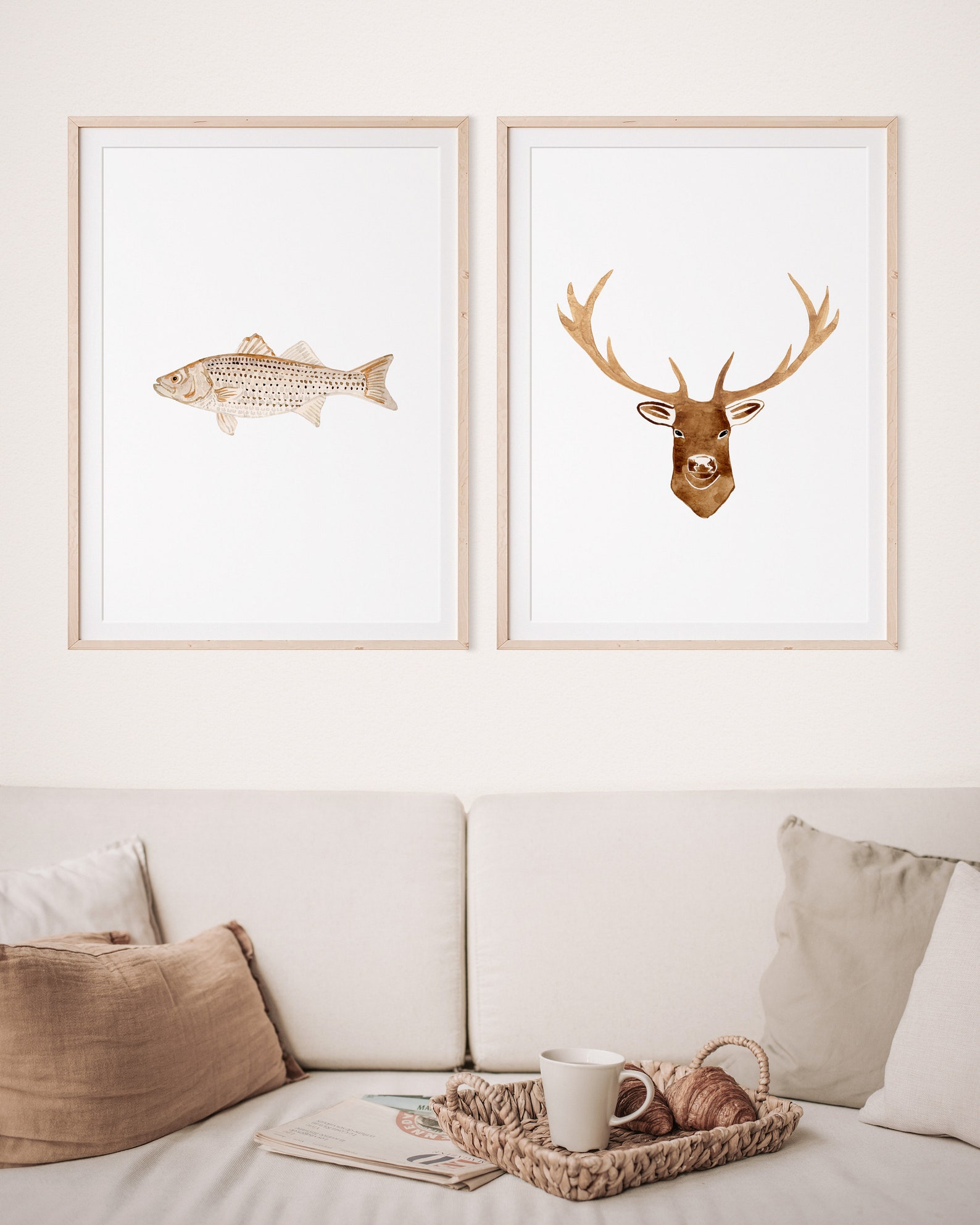 Watercolor Fishing Hunting Art Set Fishing Art Print Nursery - Etsy