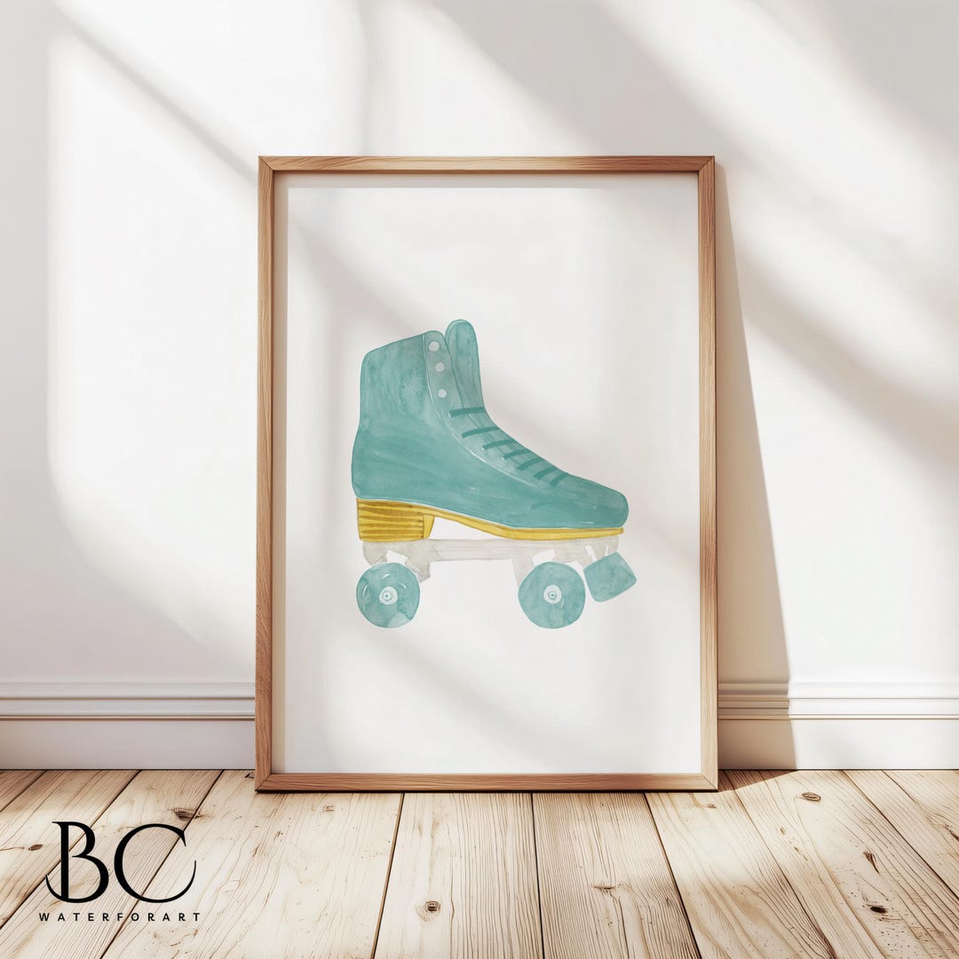 Vintage Roller Skate Art Print: 70s Style Watercolor Wall Decor - Etsy