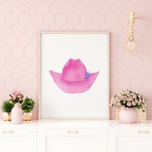 Watercolor Blue Cowboy Hat Art Print, Blue Western Print, Blue Cowgirl ...