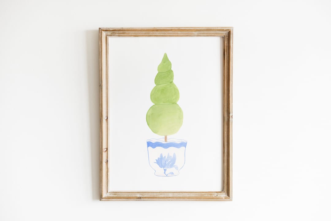 Watercolor Topiary Art Print, Boxwood Topiary Print, Topiary Wall Art ...