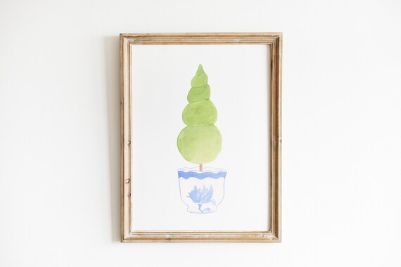 Watercolor Topiary Art Print Boxwood Topiary Print Topiary | Etsy