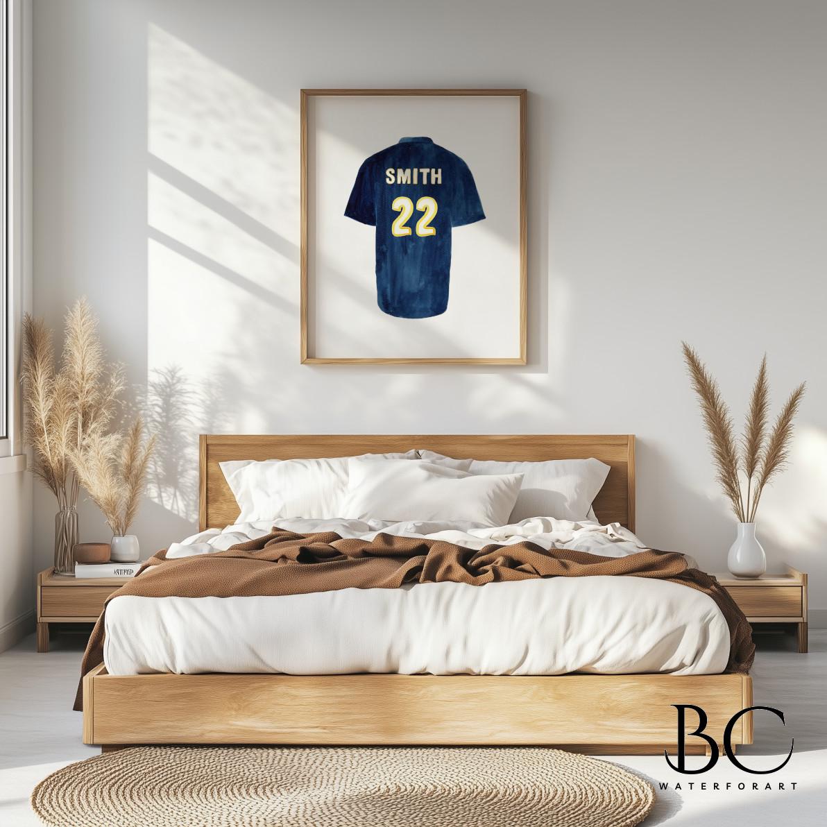 Watercolor Blue Baseball Jersey Print, Sport Art Prints, Personalized ...