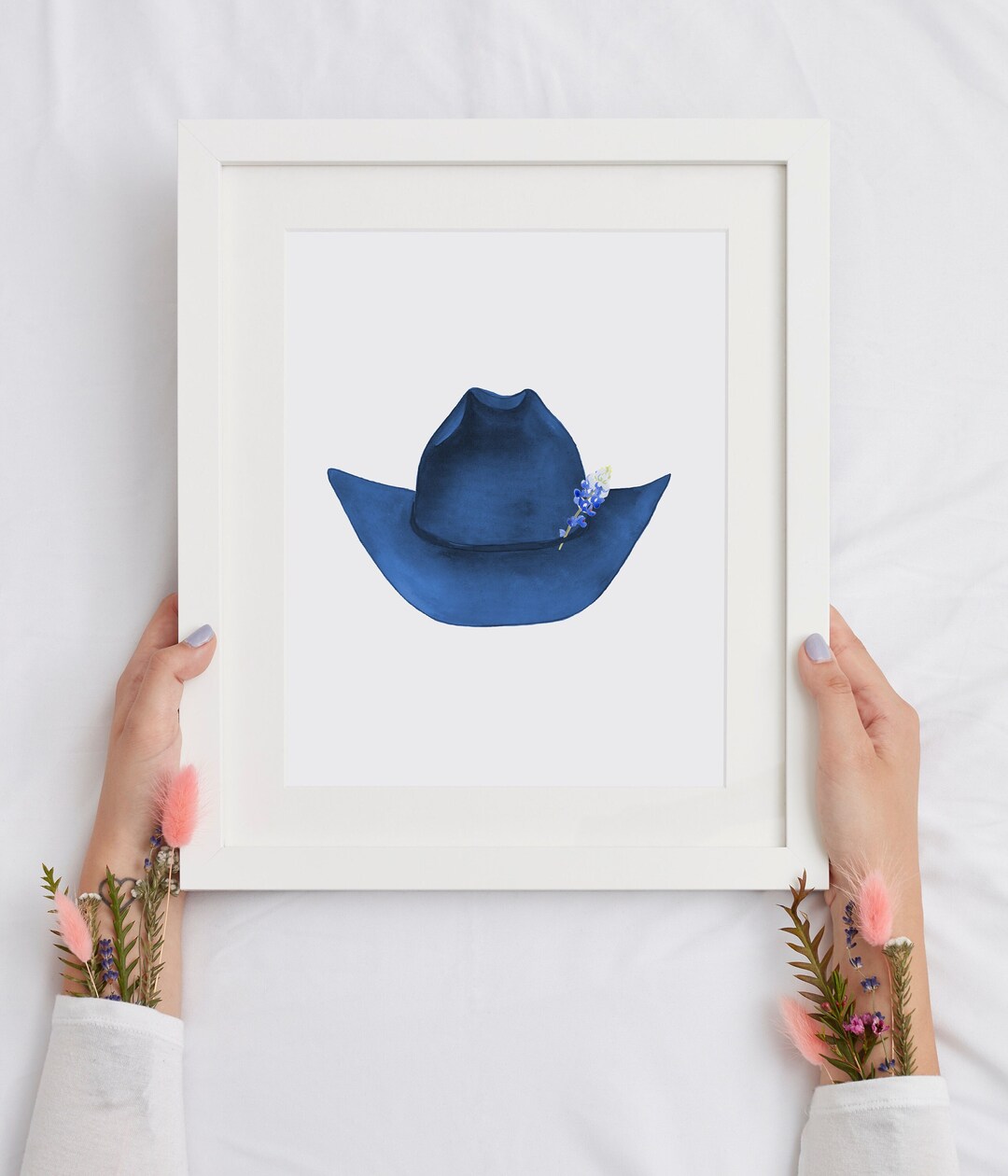 Watercolor Blue Cowboy Hat Art Print, Blue Western Print, Blue Cowgirl ...