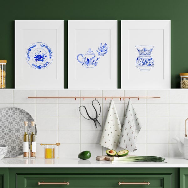Blue Kitchen Art - Etsy