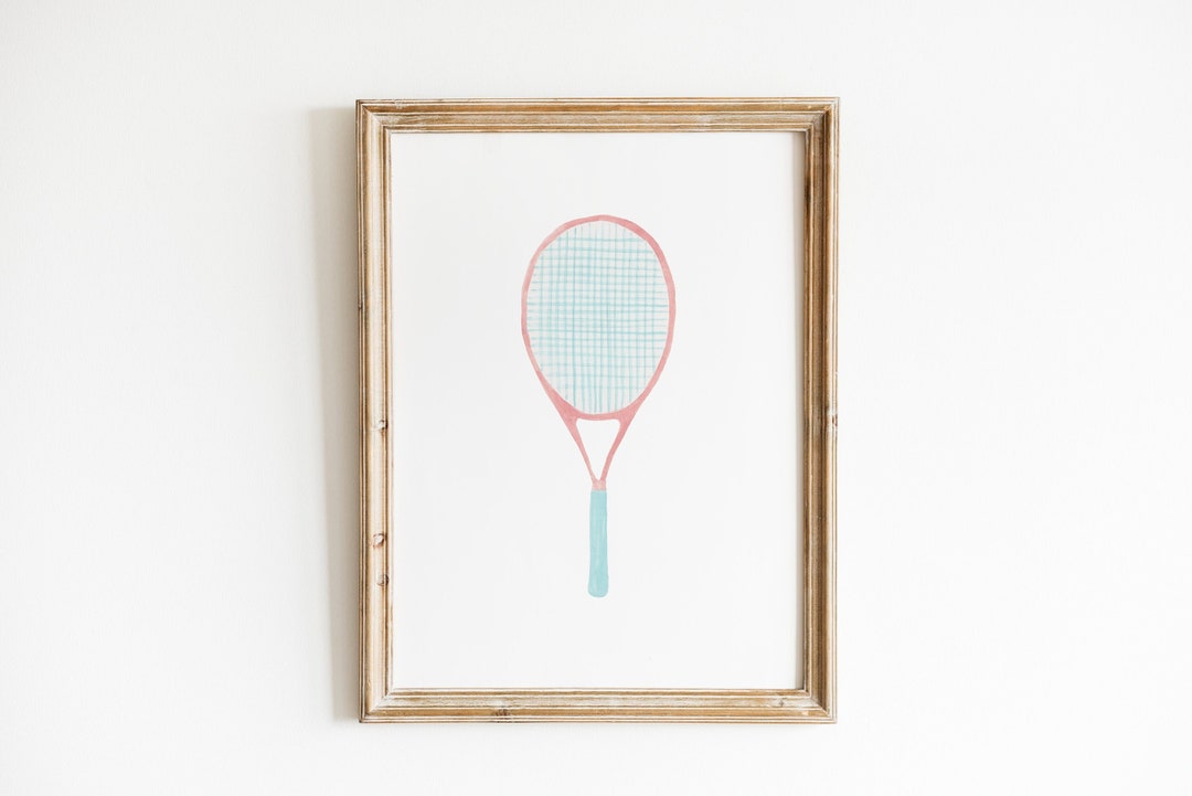 Watercolor Tennis Racket Art Print Sports Nursery Art Sports - Etsy
