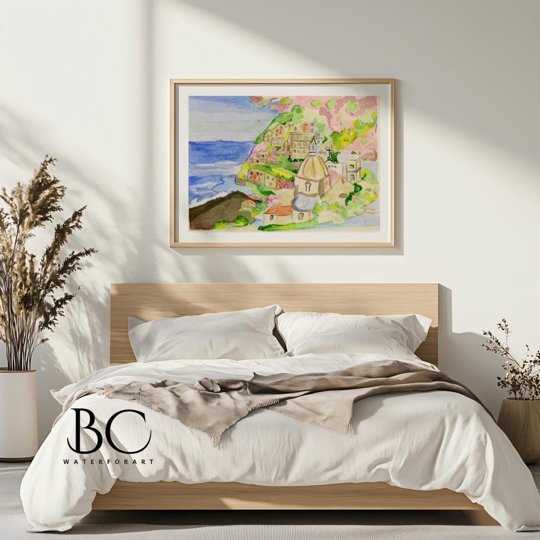 Positano Watercolor Art Print , Positano Wall Art, Positano Art Print ...