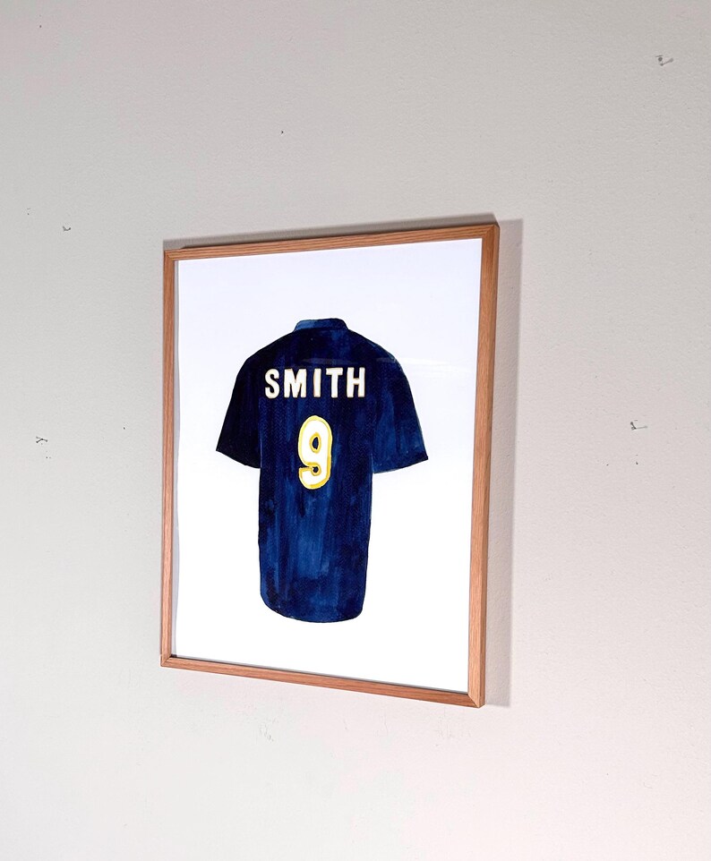 Watercolor Blue Baseball Jersey Print, Sport Art Prints, Personalized ...