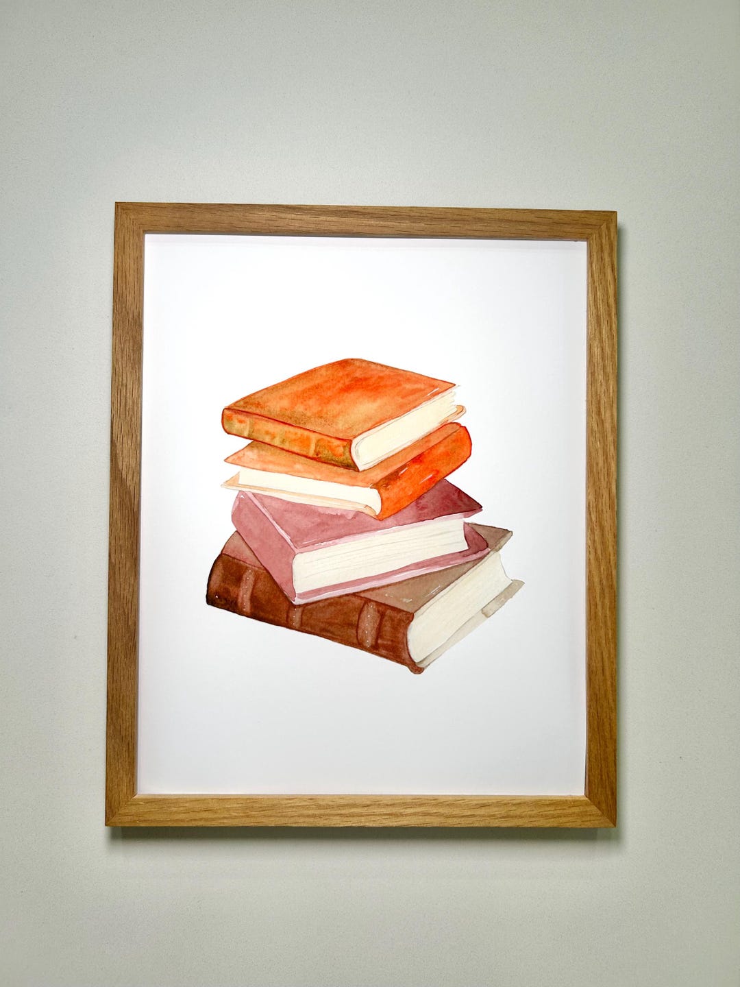 Watercolor Stack of Books Art Print, Home Office Decor, Library Wall ...