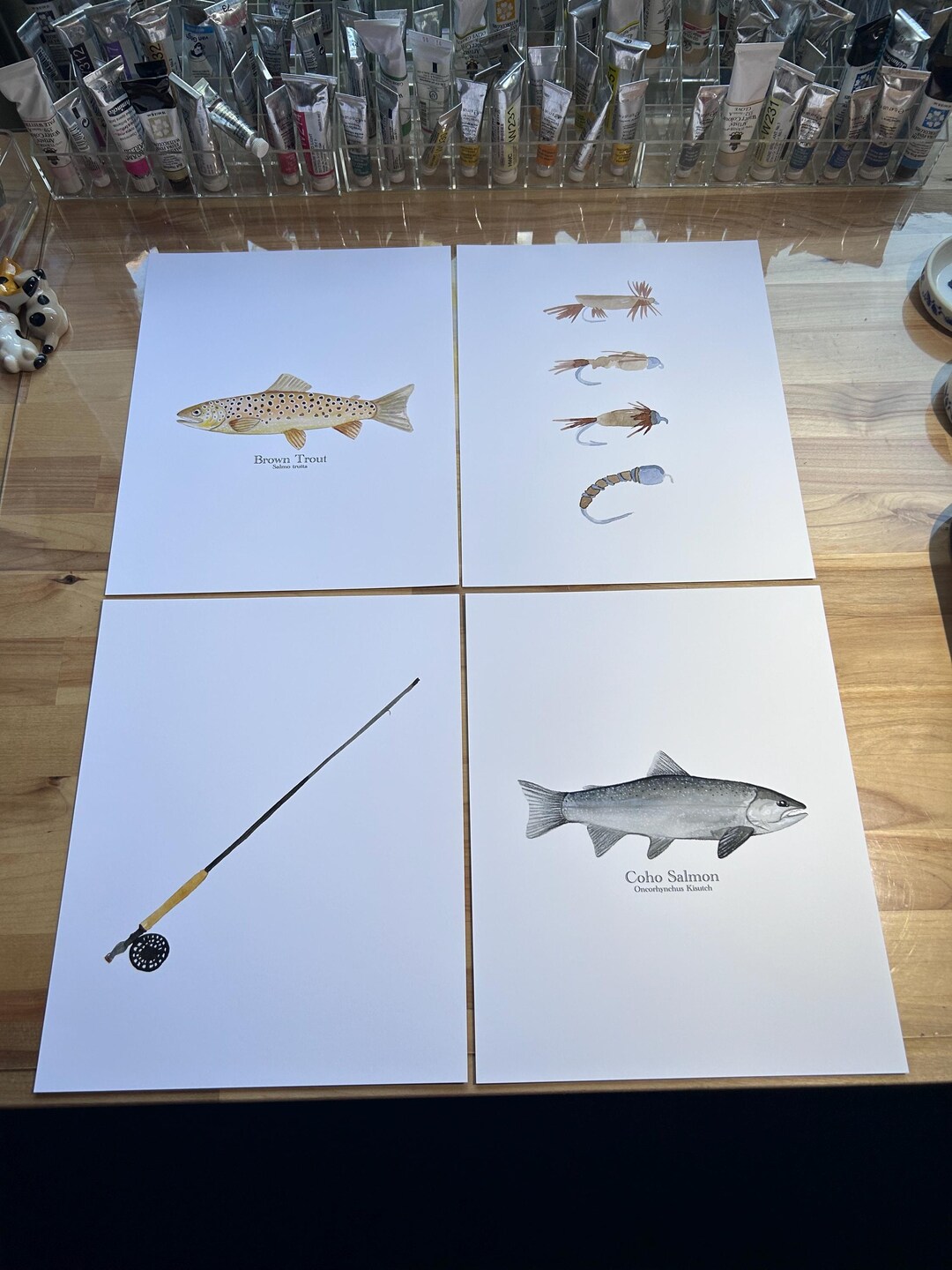 Watercolor Fly Fishing Art Print Set, Fishing Decor, Fishing Wall ...