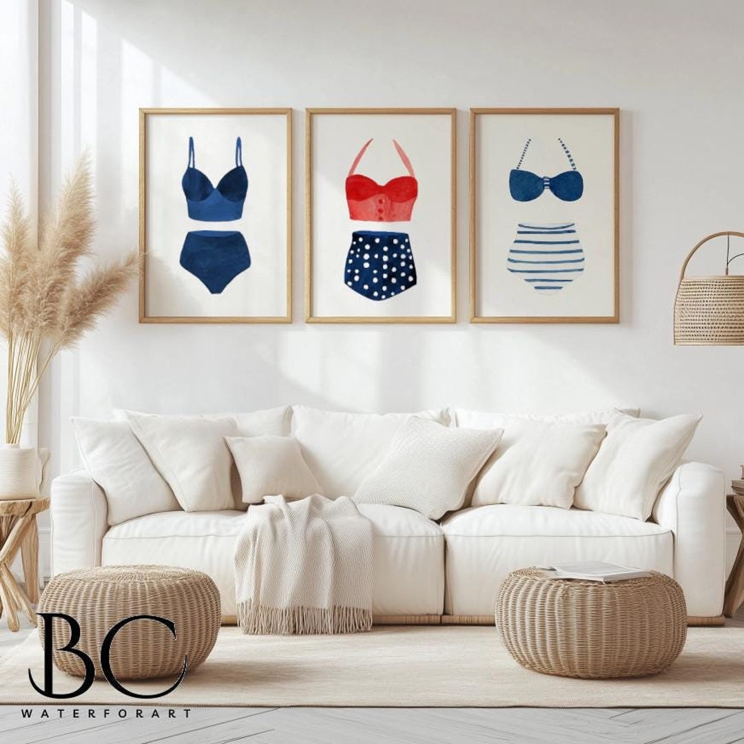 Watercolor Swimsuit Art Print Set, Vintage Style Swimsuit Art, Bathing ...