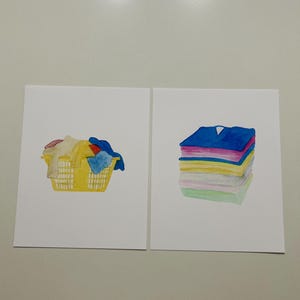 Watercolor Laundry Room Art Print, Laundry Basket Art, Perfect Laundry ...