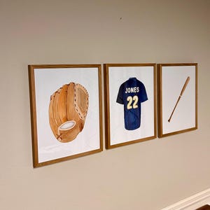 Custom Watercolor Baseball Print Set, Custom Nursery Baseball Art ...