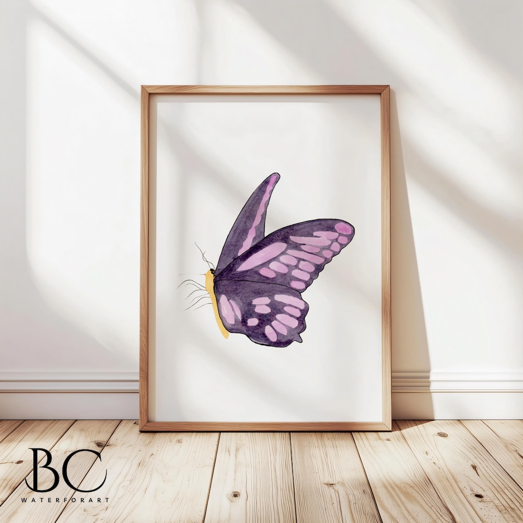 Watercolor Purple Butterfly Art Print: Nursery Wall Decor - Etsy
