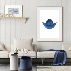 Watercolor Blue Cowboy Hat Art Print, Blue Western Print, Blue Cowgirl ...