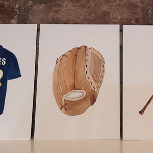 Custom Watercolor Baseball Print Set, Custom Nursery Baseball Art ...