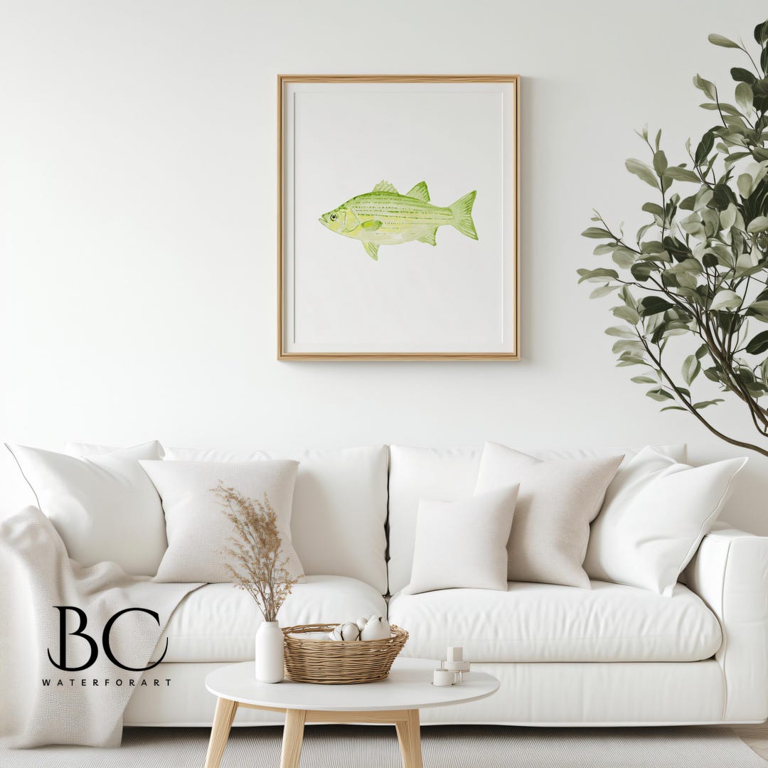 Largemouth Bass Watercolor Print, Bass Wall Art, Bass Decor, Fishing ...