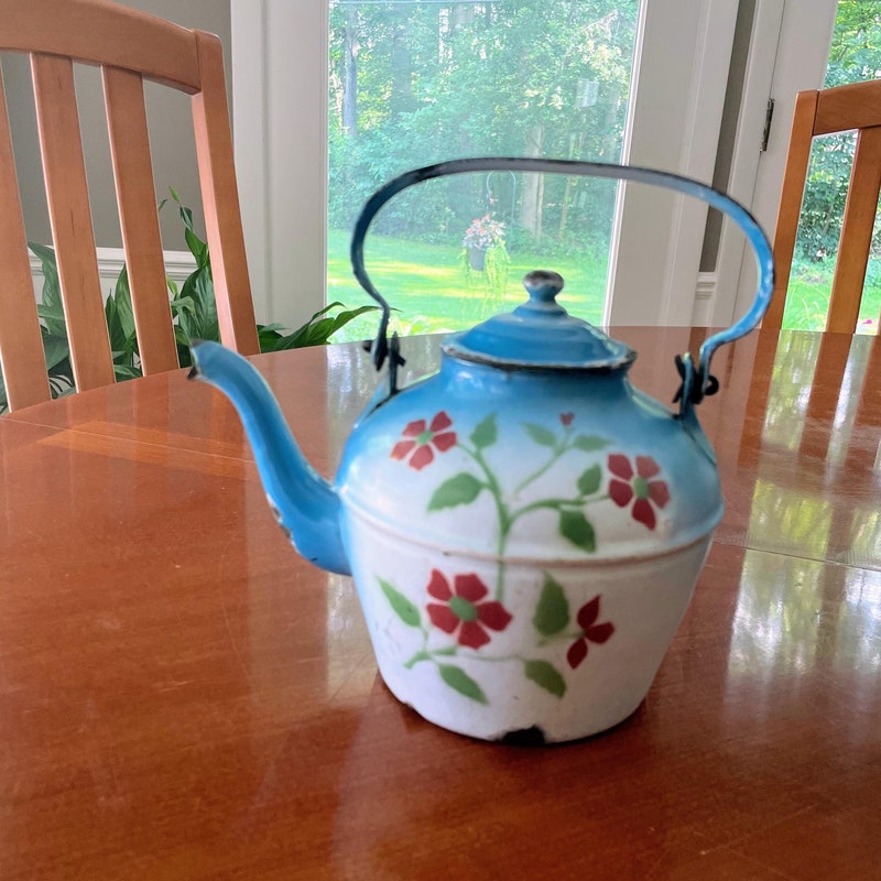 Blue Enamel Teapot - Etsy