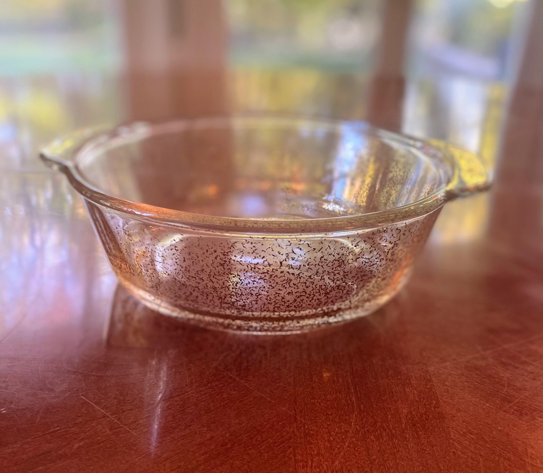 Vintage Fire King Gold Flake Glass Casserole Dish: Mid-century Kitchen ...