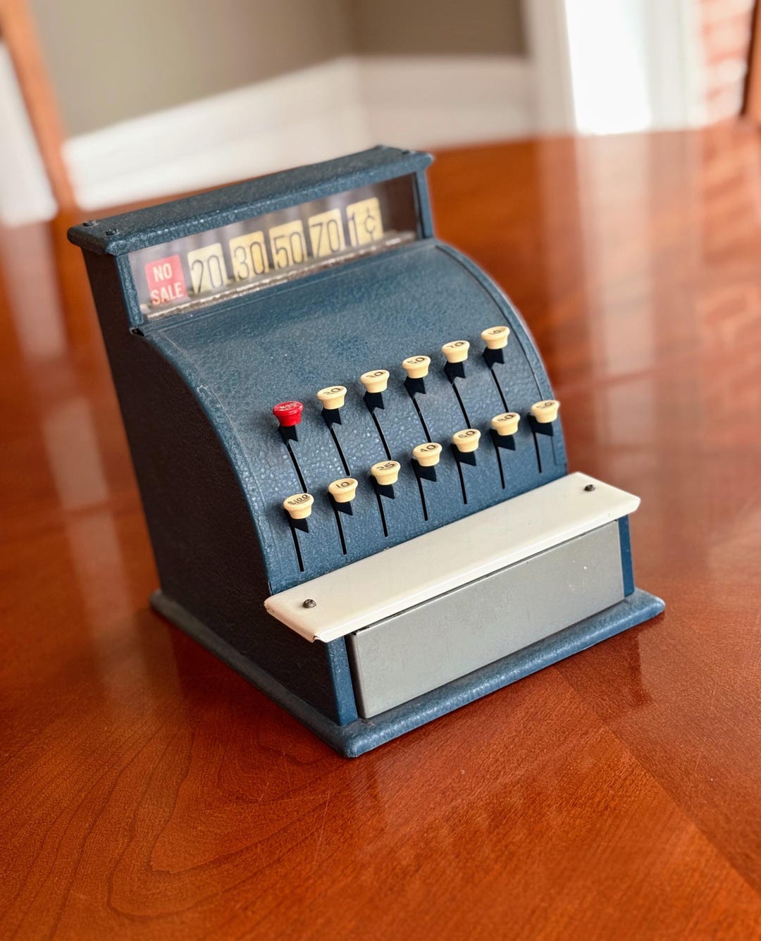 Vintage Tom Thumb Toy Cash Register Bank Blue Western Stamping Co ...