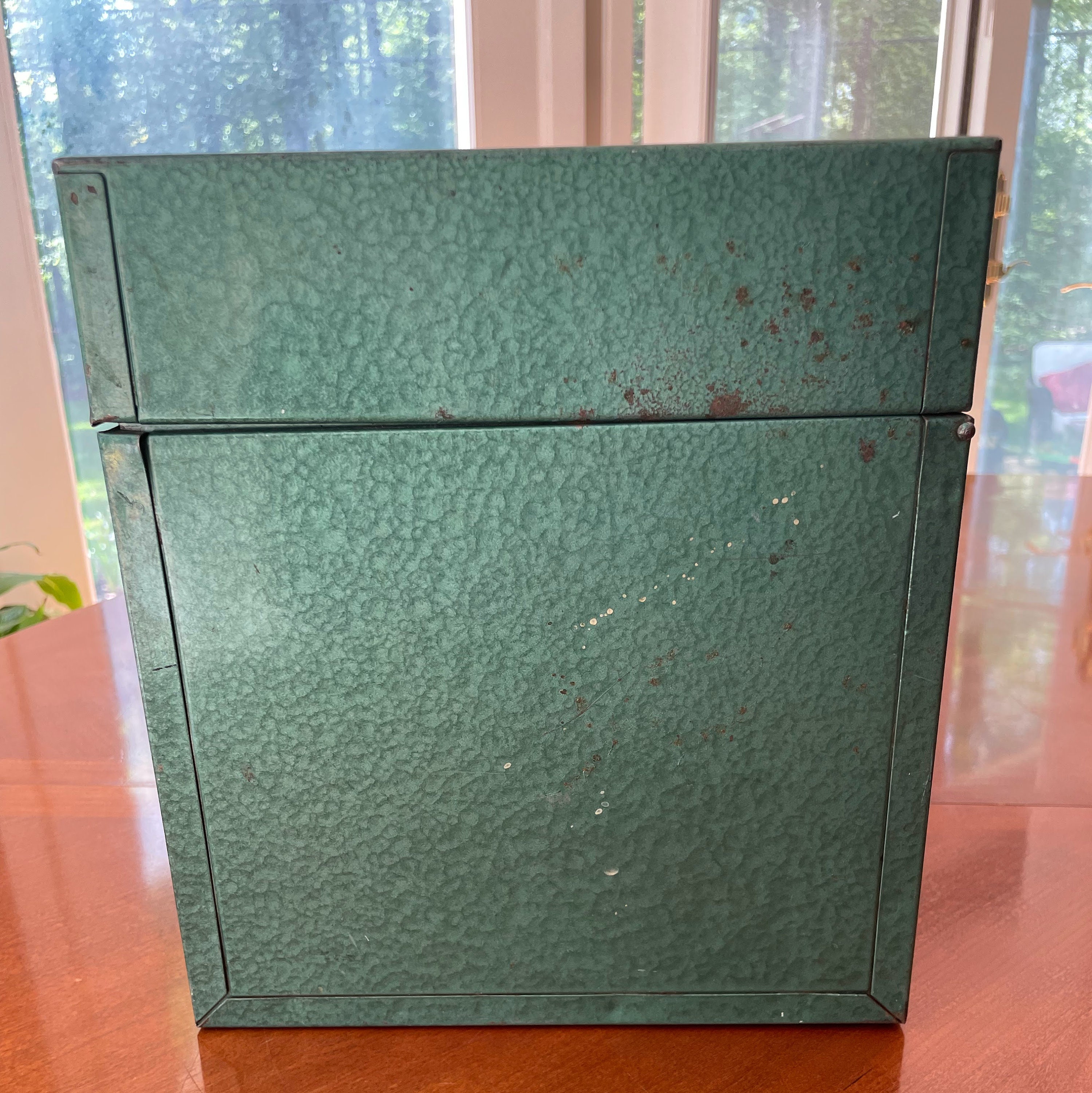 Vintage Metal File Box Hamilton Porta-file Green Lock Box Key Missing ...
