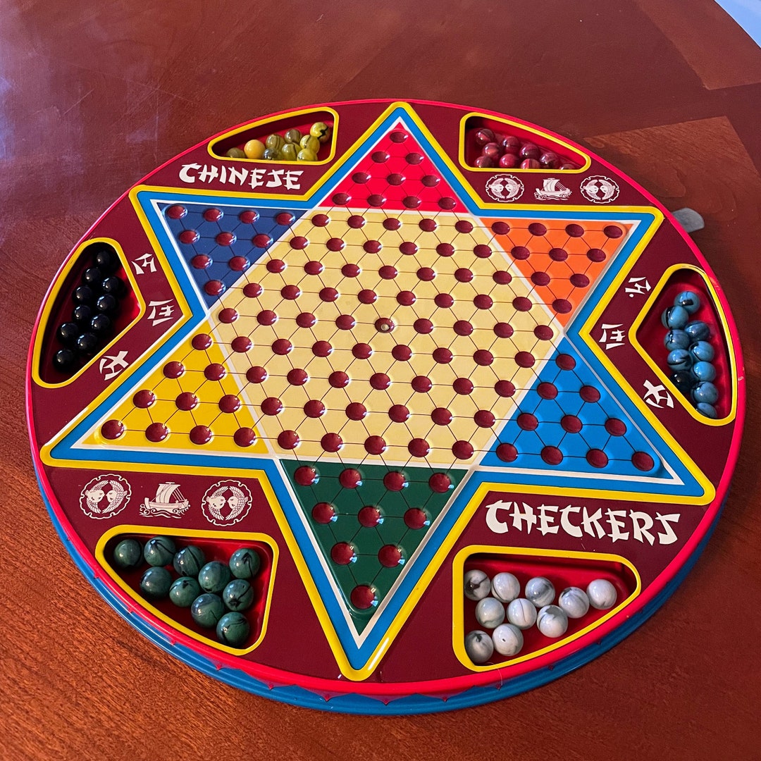Vintage Chinese Checkers, Ohio Art, 2 in 1, Metal Game With Marbles ...
