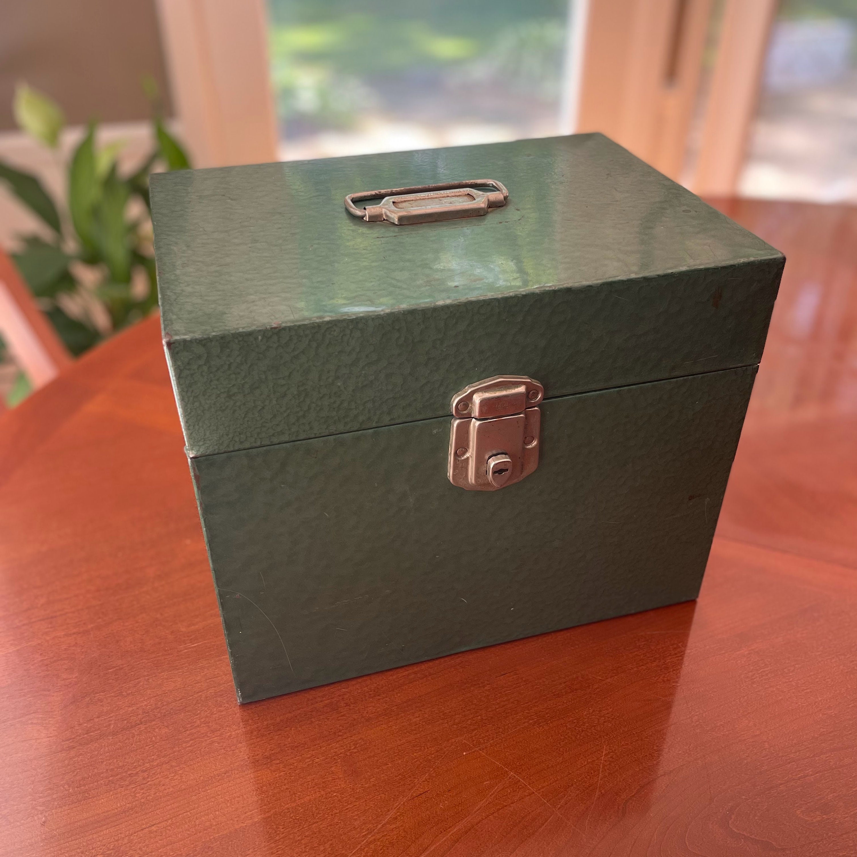 Vintage Metal File Box Hamilton Porta-file Green Lock Box Key Missing ...