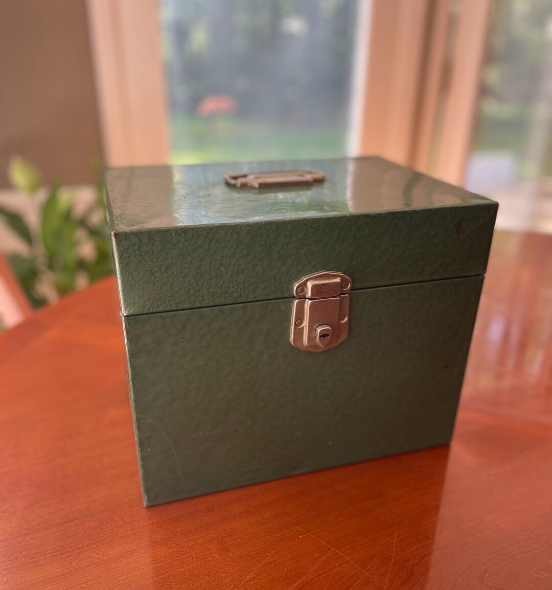 Vintage Metal File Box Hamilton Porta-file Green Lock Box Key Missing ...