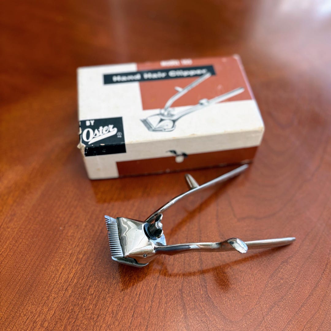 Vintage Oster Hand Hair Clippers With Box & Original Ad, Model 102 ...
