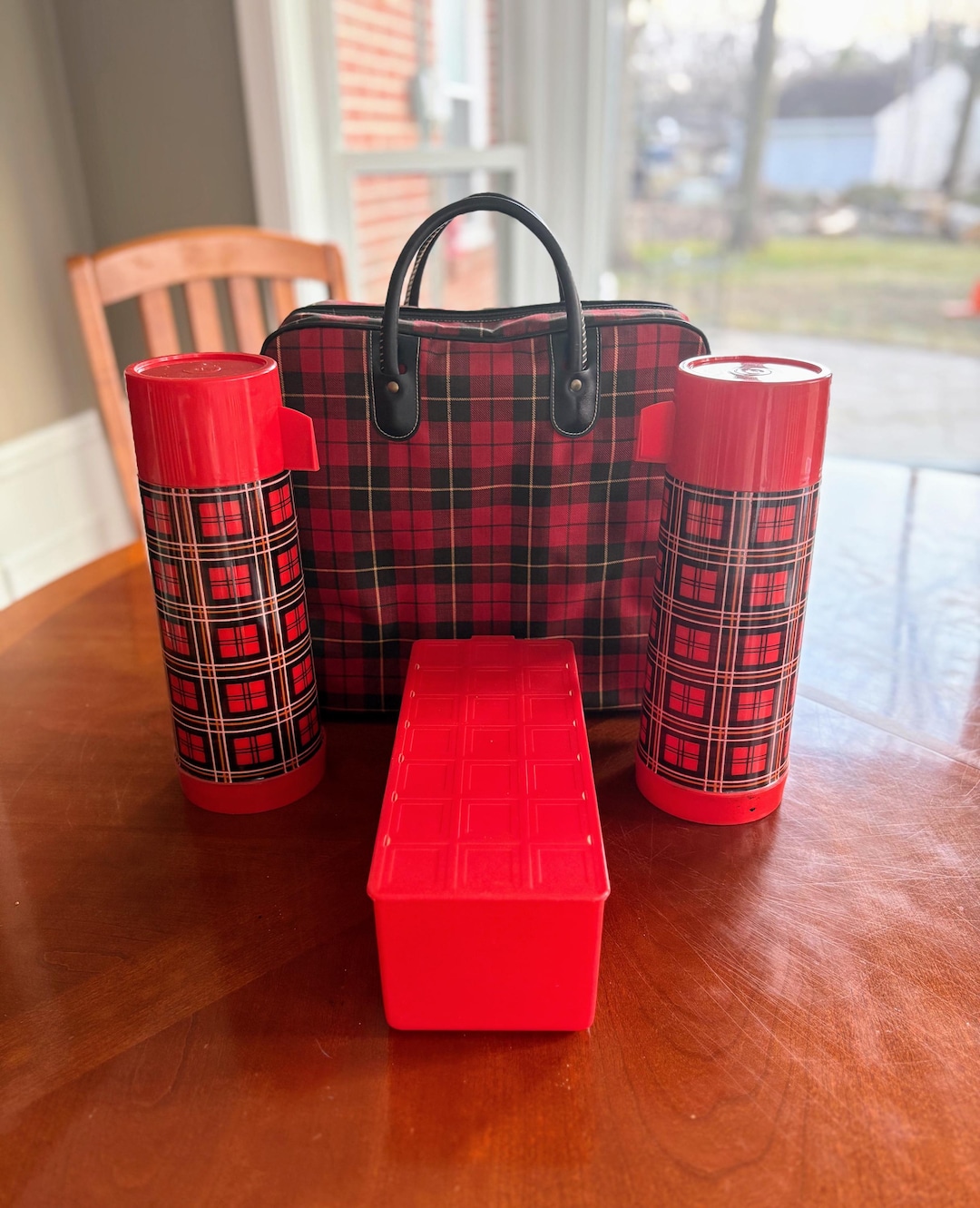 Vintage Aladdin Plaid Thermos Picnic Set: Lunchbox and Carry Bag - Etsy