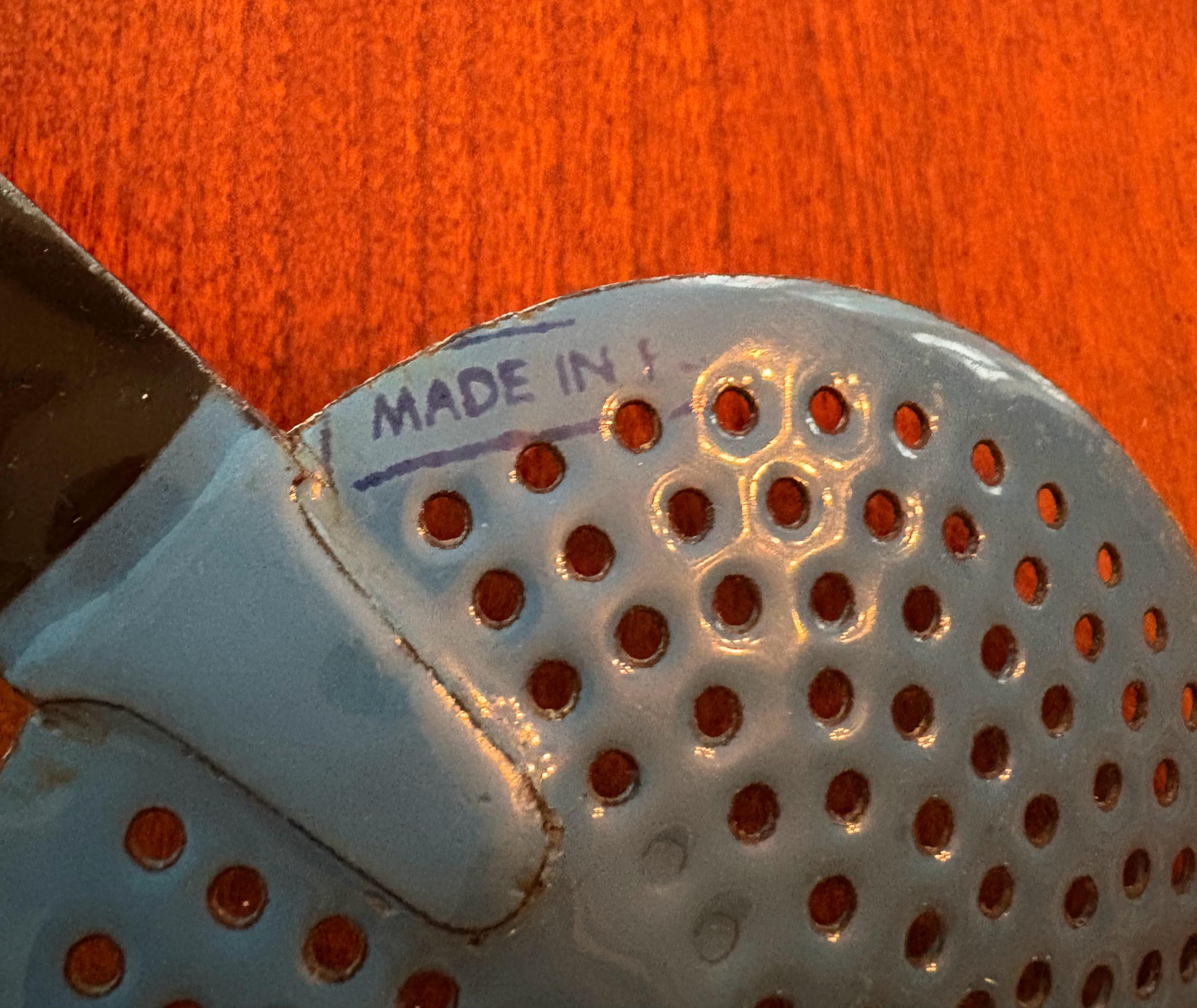 Vintage Metal Skimmer Ladle Retro Kitchen Tool Perforated Oval Strainer ...