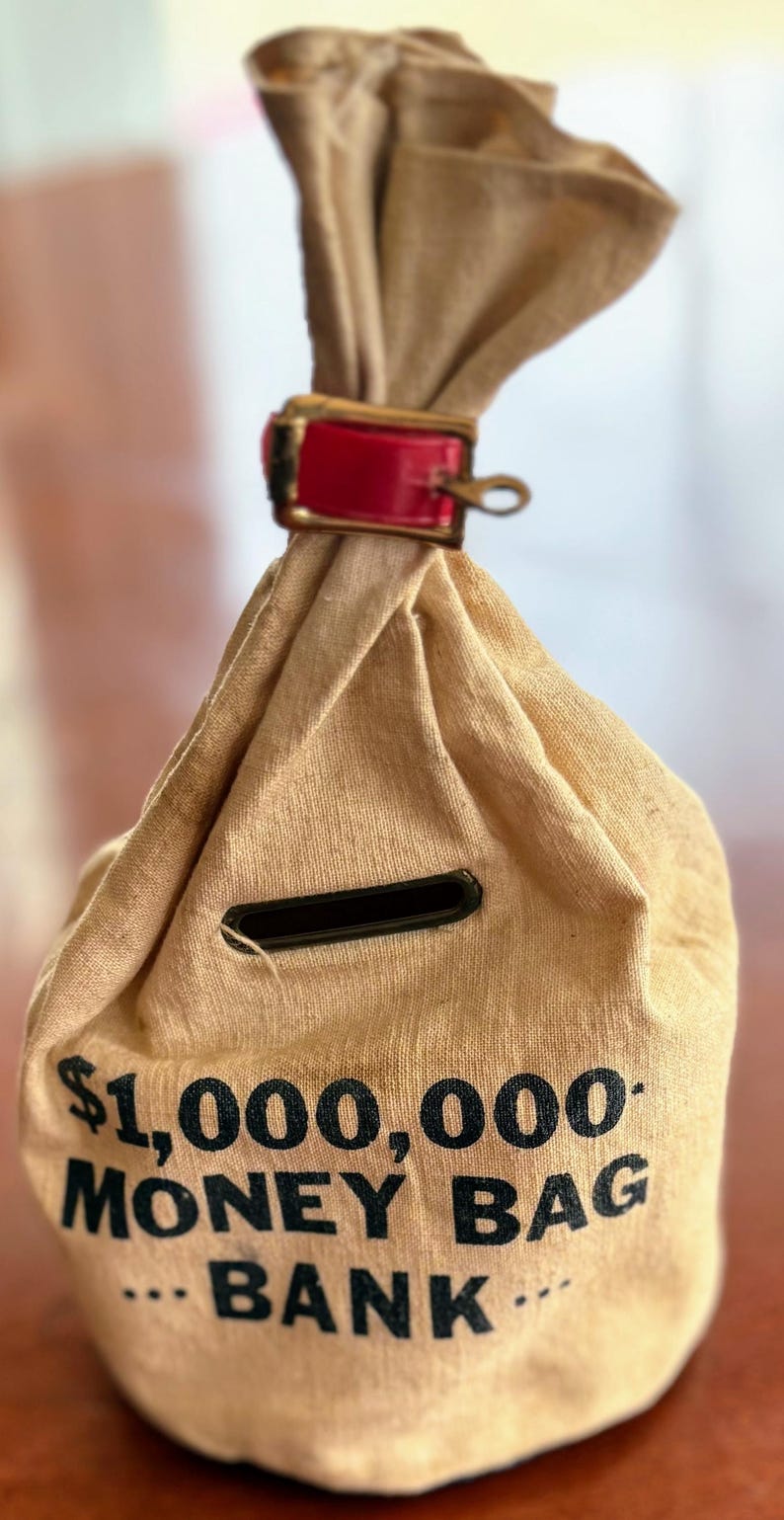 Vintage Coin Bank 1,000,000 Money Bag Bank Novelty Piggy Bank - Etsy