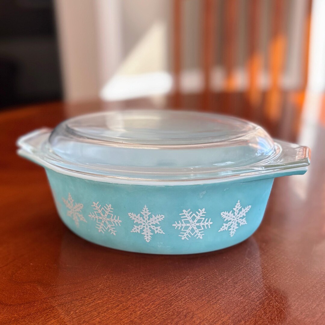 Vintage Pyrex Snowflake Blue Casserole Dish 1.5 QT With Lid Retro MCM ...