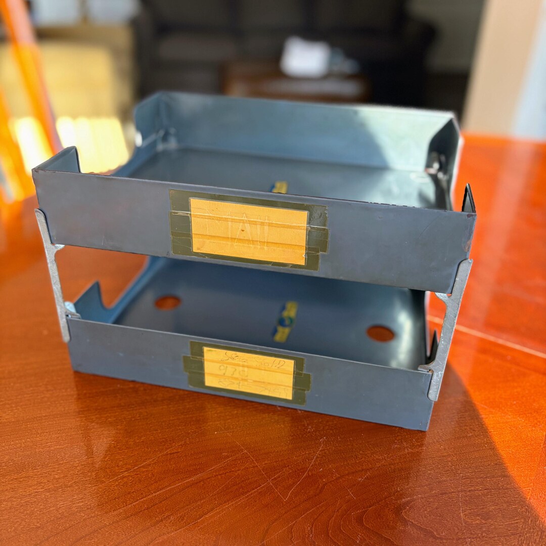 Vintage Steelmaster Stacking Metal Letter Trays | Industrial Gray Desk ...