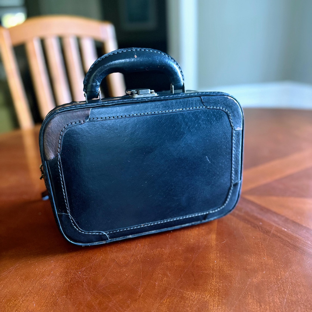 Vintage Black Leather Doctor Bag – Hard Shell Carry Case, Made in India ...